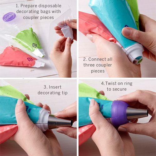 Wilton ColorSwirl Tri Color Coupler Decorating Set/9 - Traktaartie Wilton ColorSwirl Tri Color Coupler Decorating Set/9 - Traktaartie